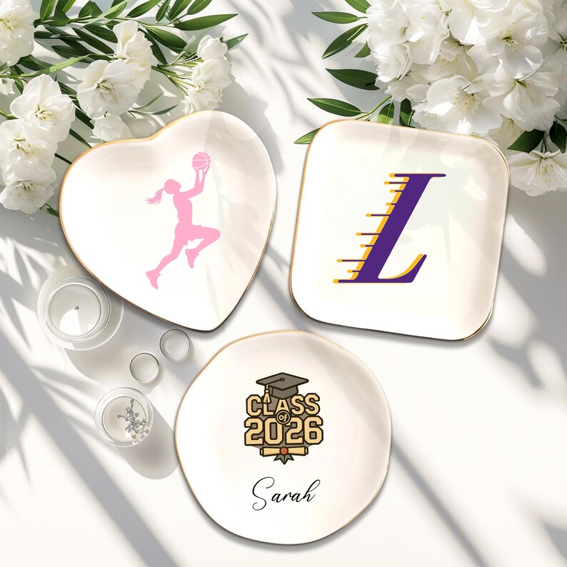 Custom Graduation Gift Trinket Dish, College Logo Jewelry Dish, College ...