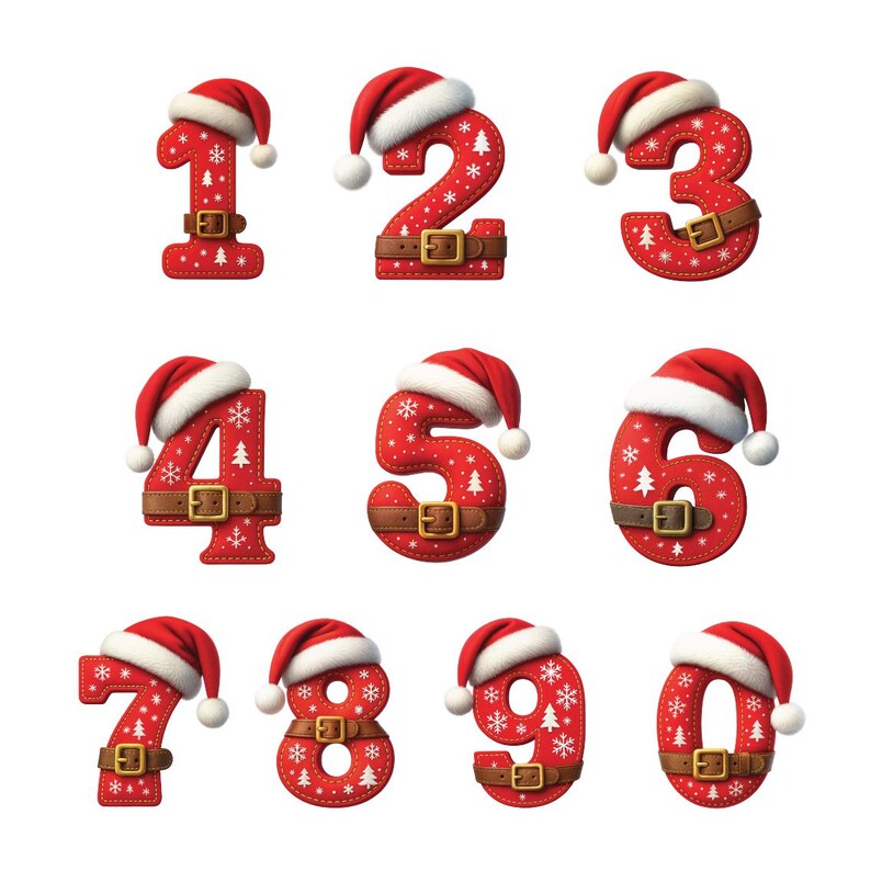 Santa Christmas PNG Alphabet | Plush Font, Letters, Numbers (digital ...