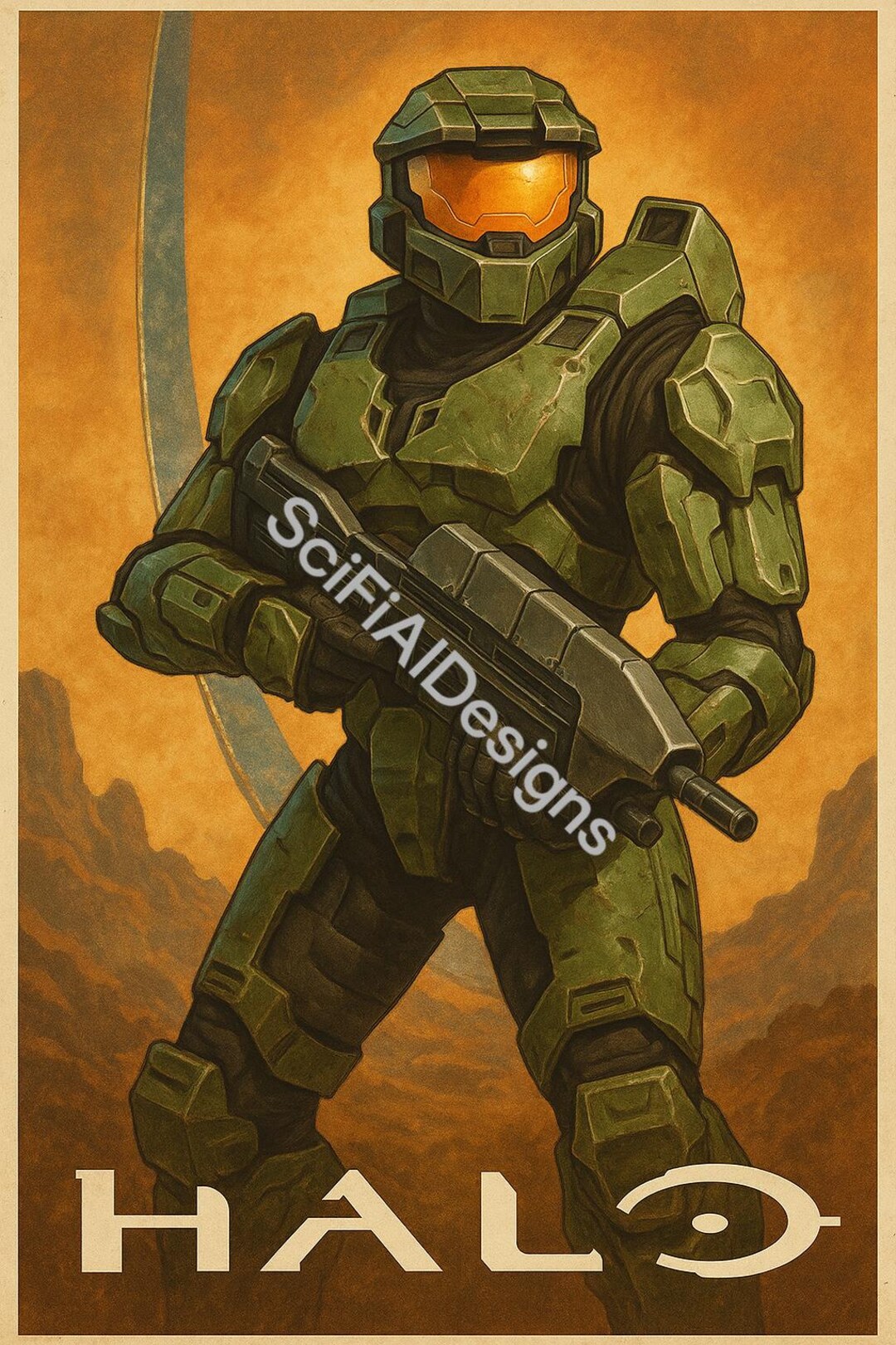 Halo Desert World Master Chief Poster - Etsy