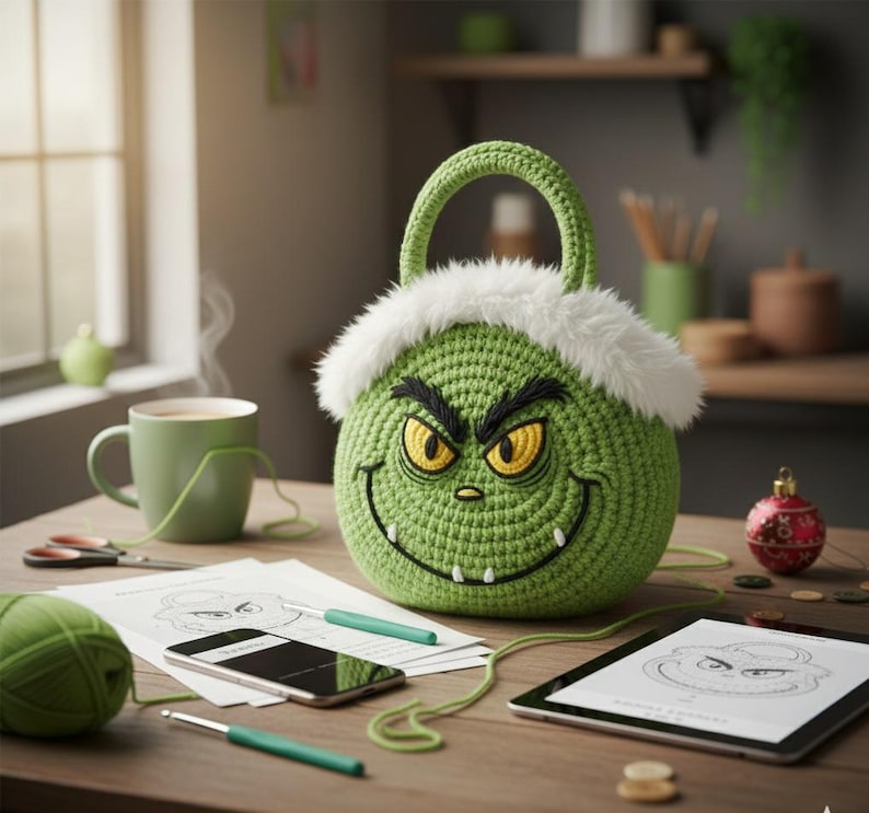 Handmade Crochet Grinch Bag | Christmas Character Purse (PDF Pattern ...