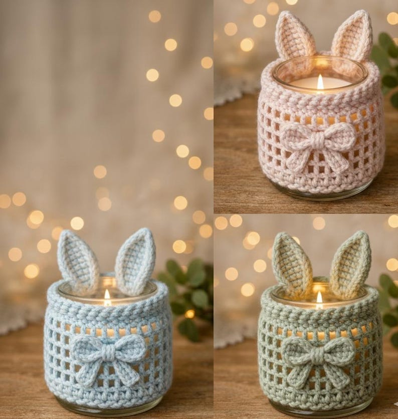 Bunny Candle Cozy Crochet Pattern| Instant Download - Etsy
