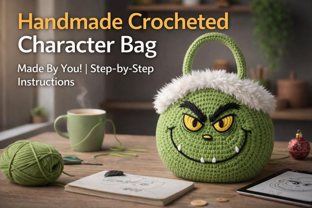 Handmade Crochet Grinch Bag | Christmas Character Purse (PDF Pattern ...