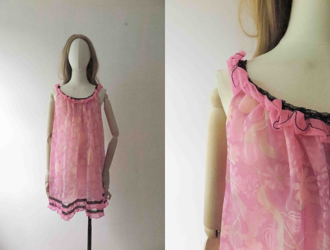 Vintage 60s Neon Pink Nylon Mini Nightie Small 20% off for 2 - Etsy