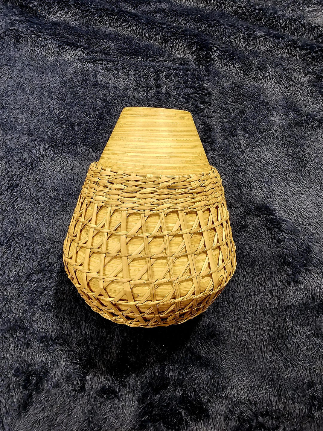 Bamboo Vessel Wrapped in Caning, 7x6 Inches - Etsy