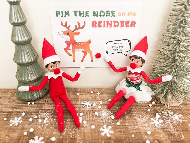 Elf Prop Printable - Pin the Nose on the Reindeer Funny Elf Game Idea ...