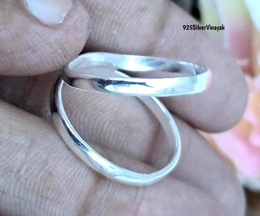 Sterling Silver Double Band Ring, Modern Chic Stacking Ring - Etsy