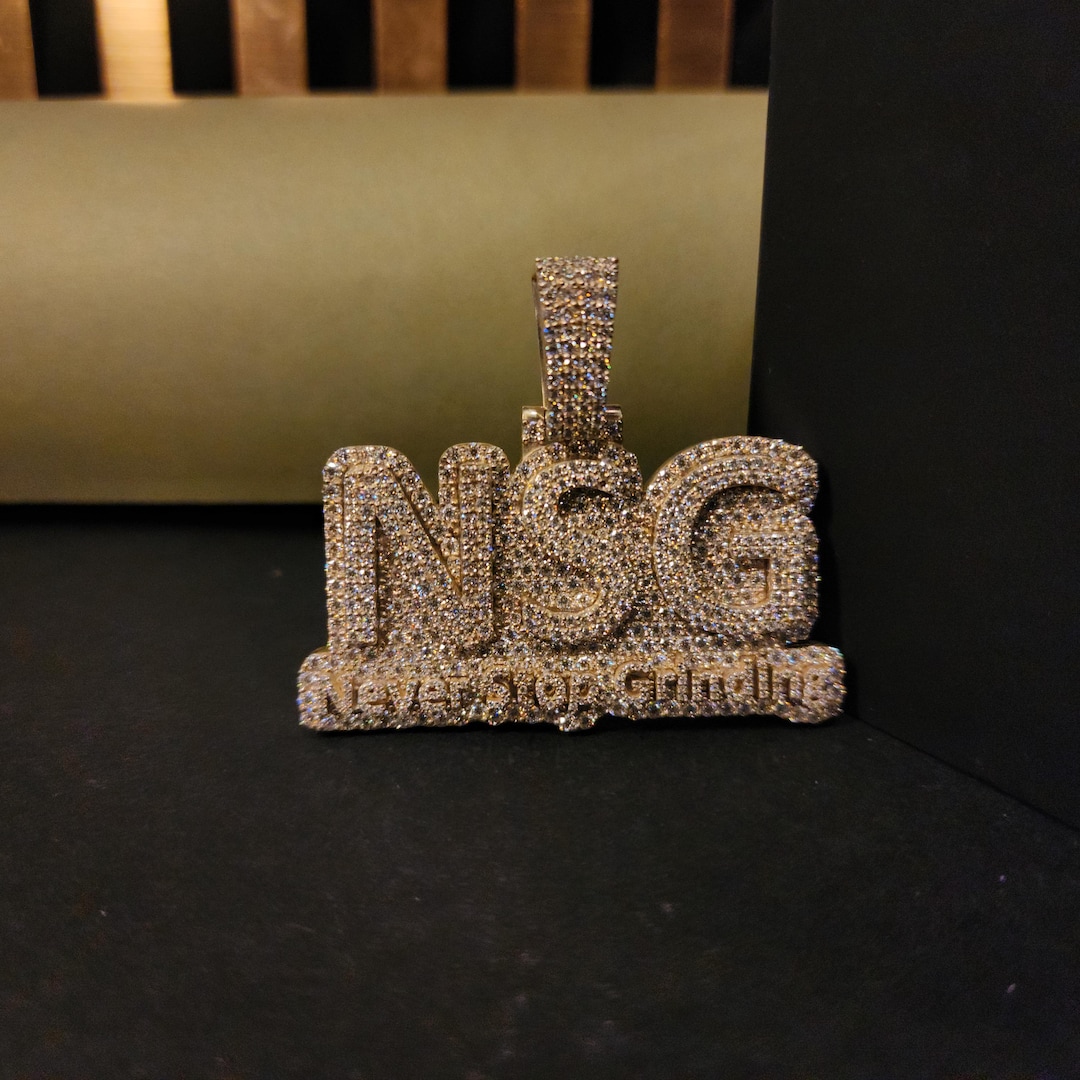 Iced Out NSG Diamond Pendant | Hip Hop Rapper Necklace - Etsy