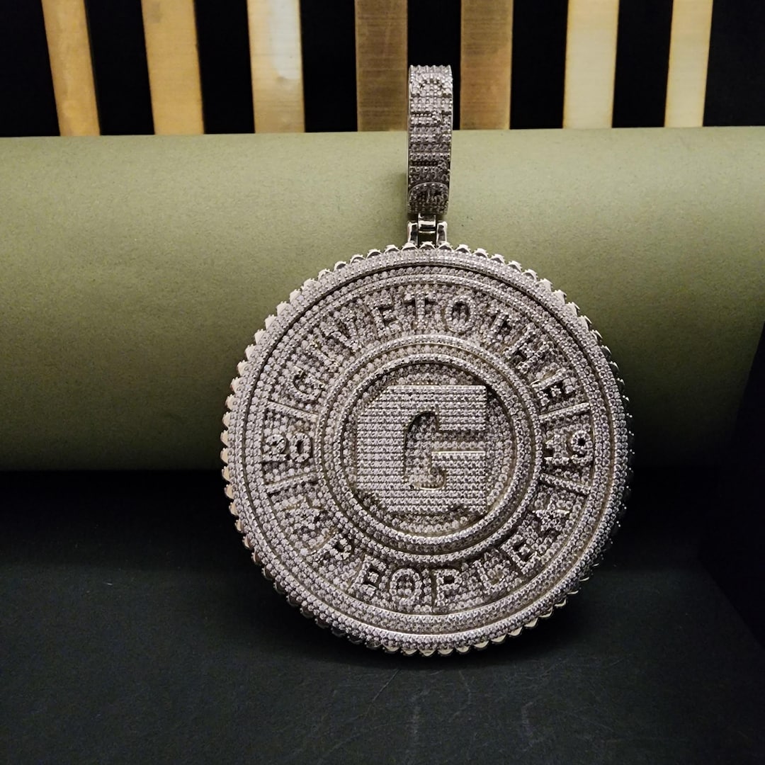Iced Out Diamond "g" Pendant Necklace | Custom Hip Hop Medallion - Etsy