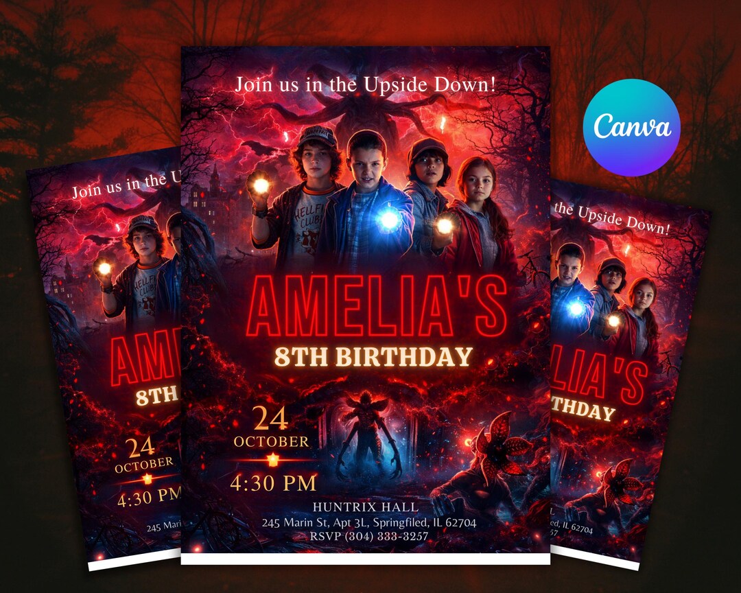 Stranger Things Birthday Invitation | Editable Digital Invite ...