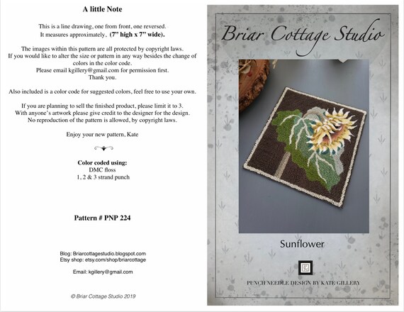 DOWNLOAD Punch Needle Embroidery Pattern sunflower - Etsy