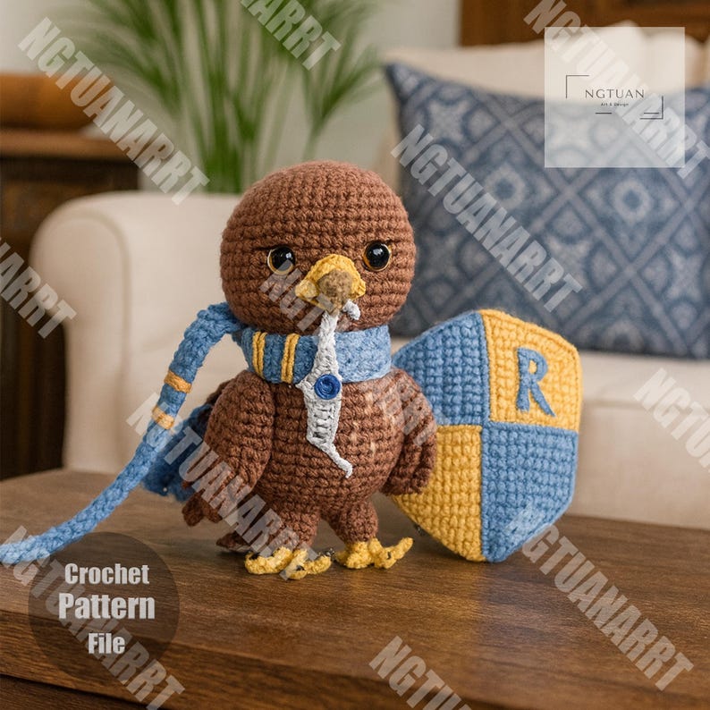Crochet Eagle Pattern PDF, Amigurumi Eagle Mascot Tutorial, Wizard School Bird Doll Pattern ...