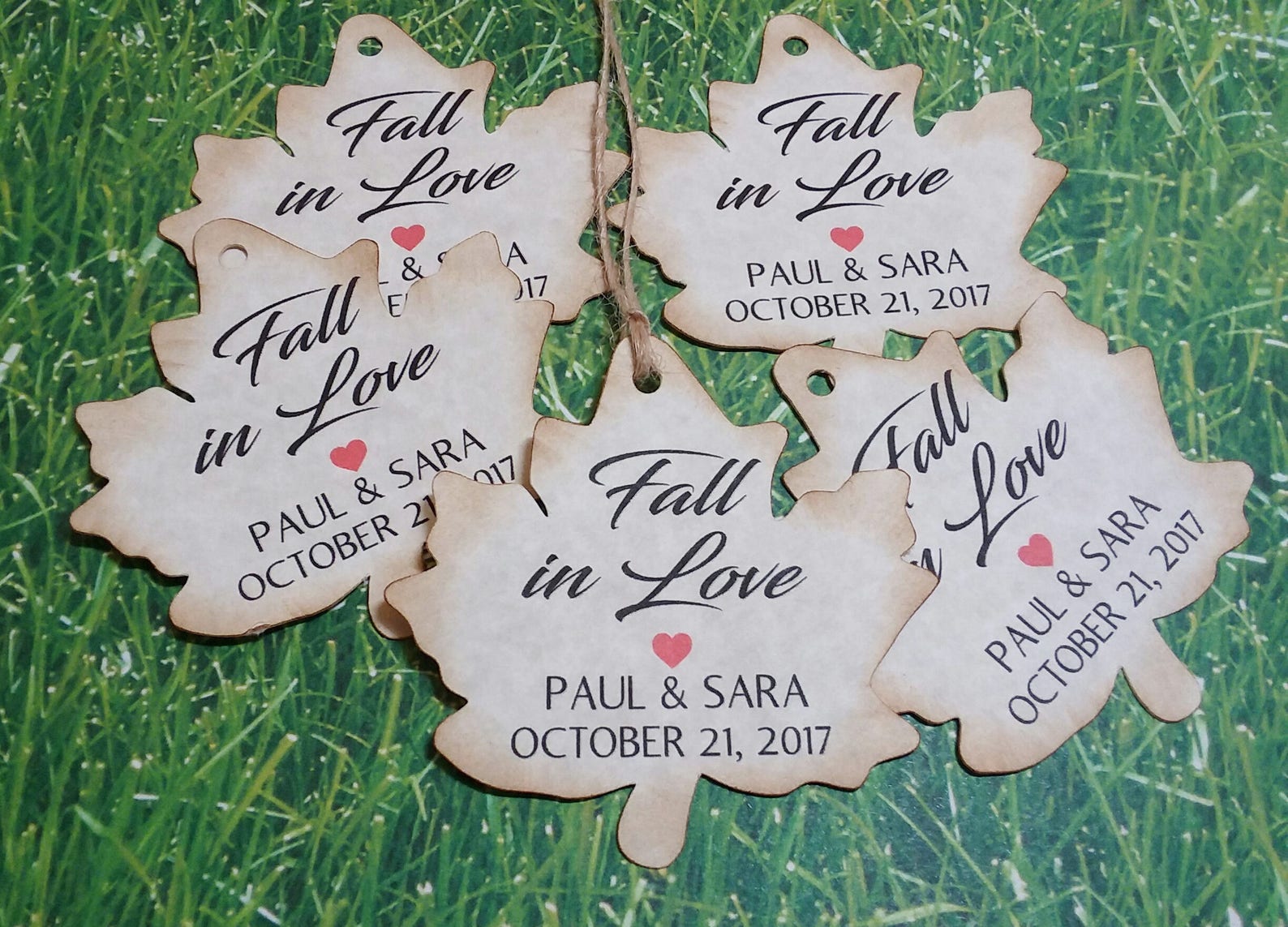 Leaf Shaped Fall in Love favor tags Fall wedding favor | Etsy