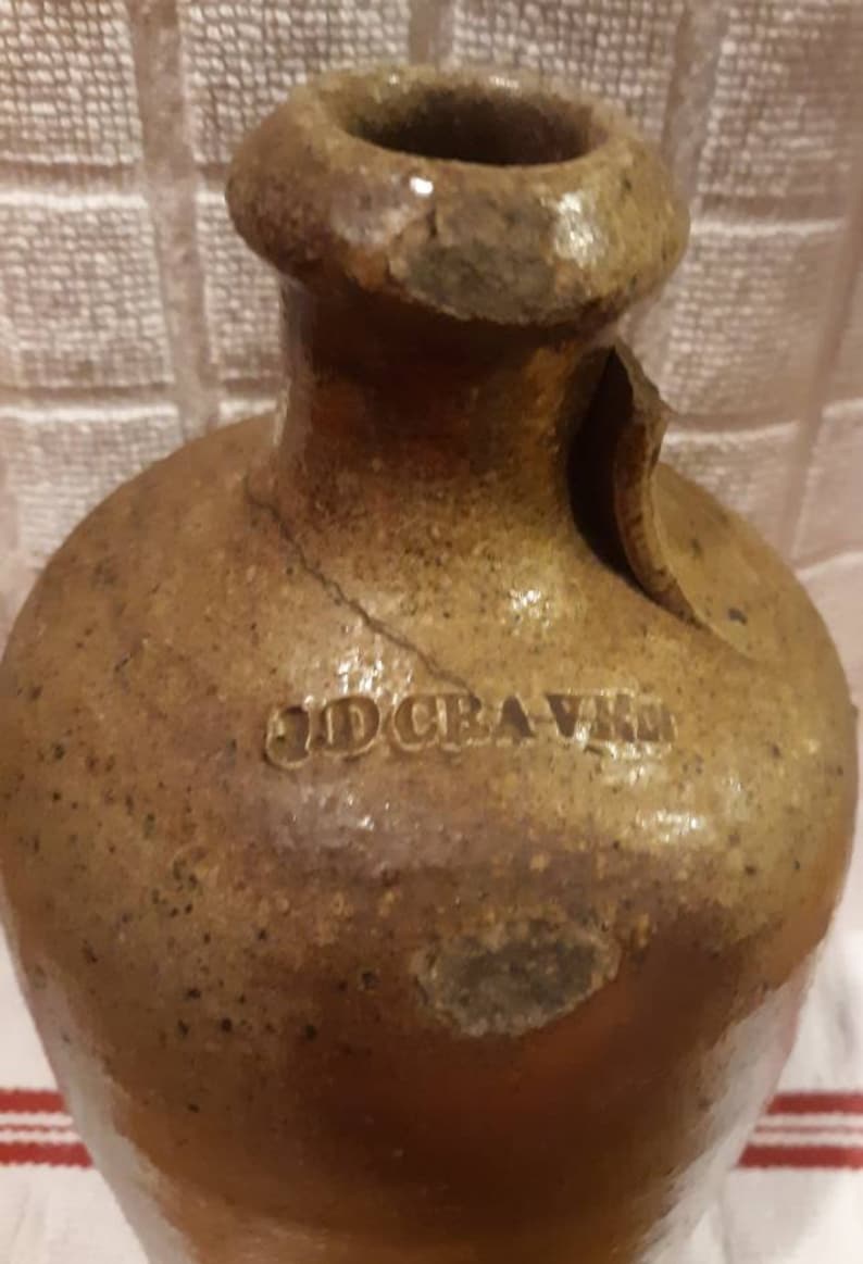 Rare 1800's J. D. Craven 1/2 Gallon Whiskey Salt Glazed Stoneware Jug ...