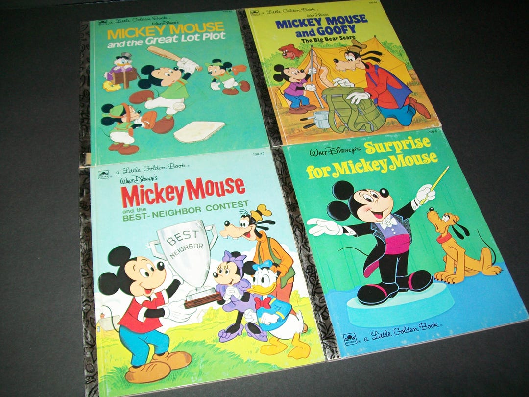 Vintage Children's Book Bundle, 4 Classic Mickey Mouse Children's ...