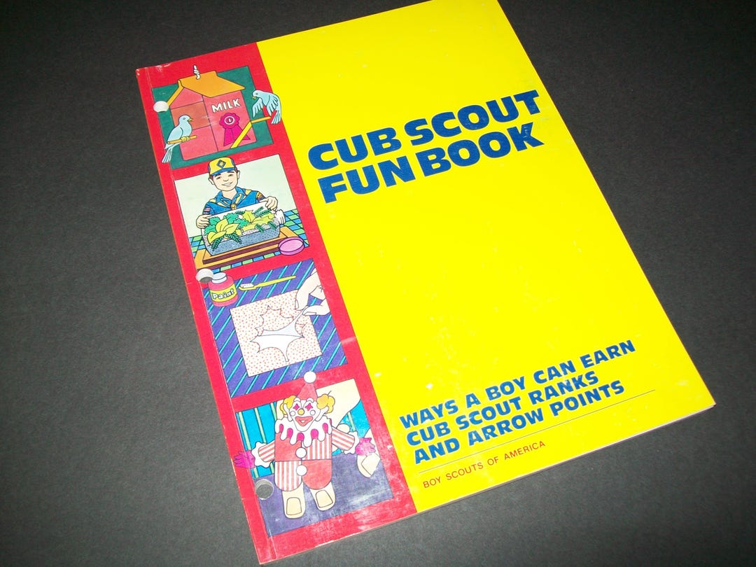 Cub Scout Fun Book, 1980s Vintage Scout Activity Book, Junk Journal Supply, Collage Art, Mixed ...