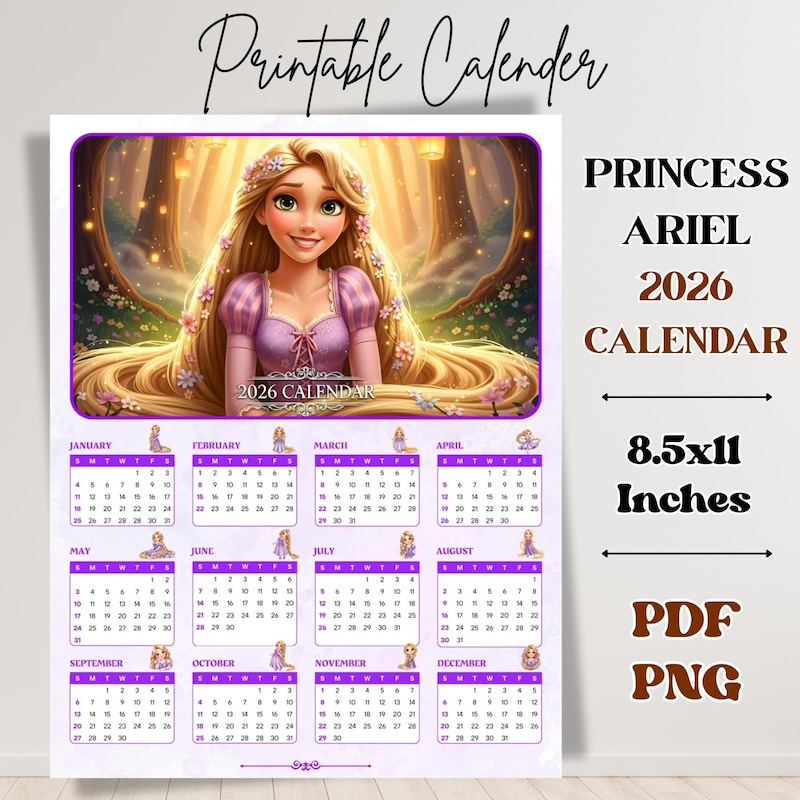 Rapunzel Calendar 2026 - Etsy Canada