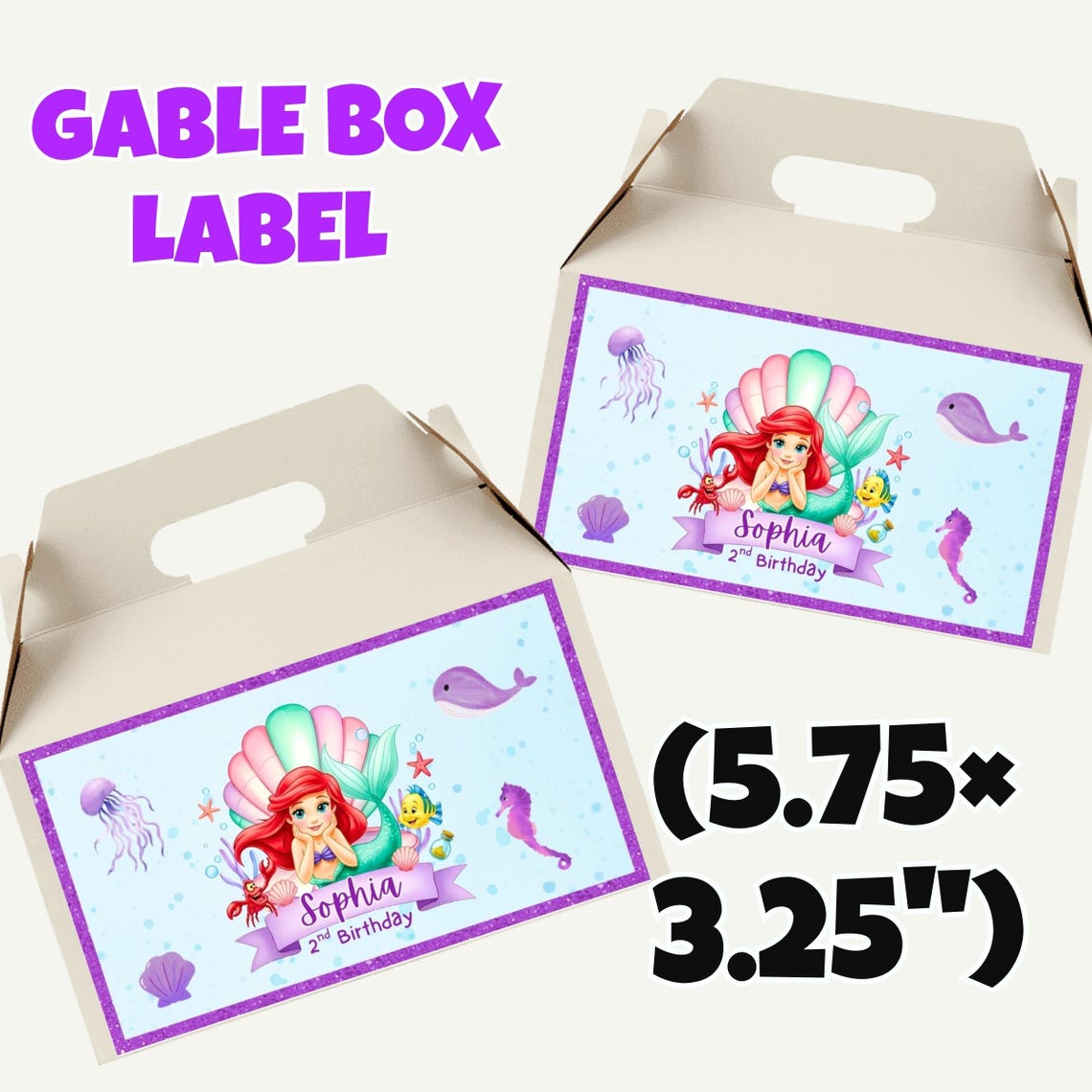 Ariel Birthday Party Favors, Little Mermaid Birthday Labels, Editable ...
