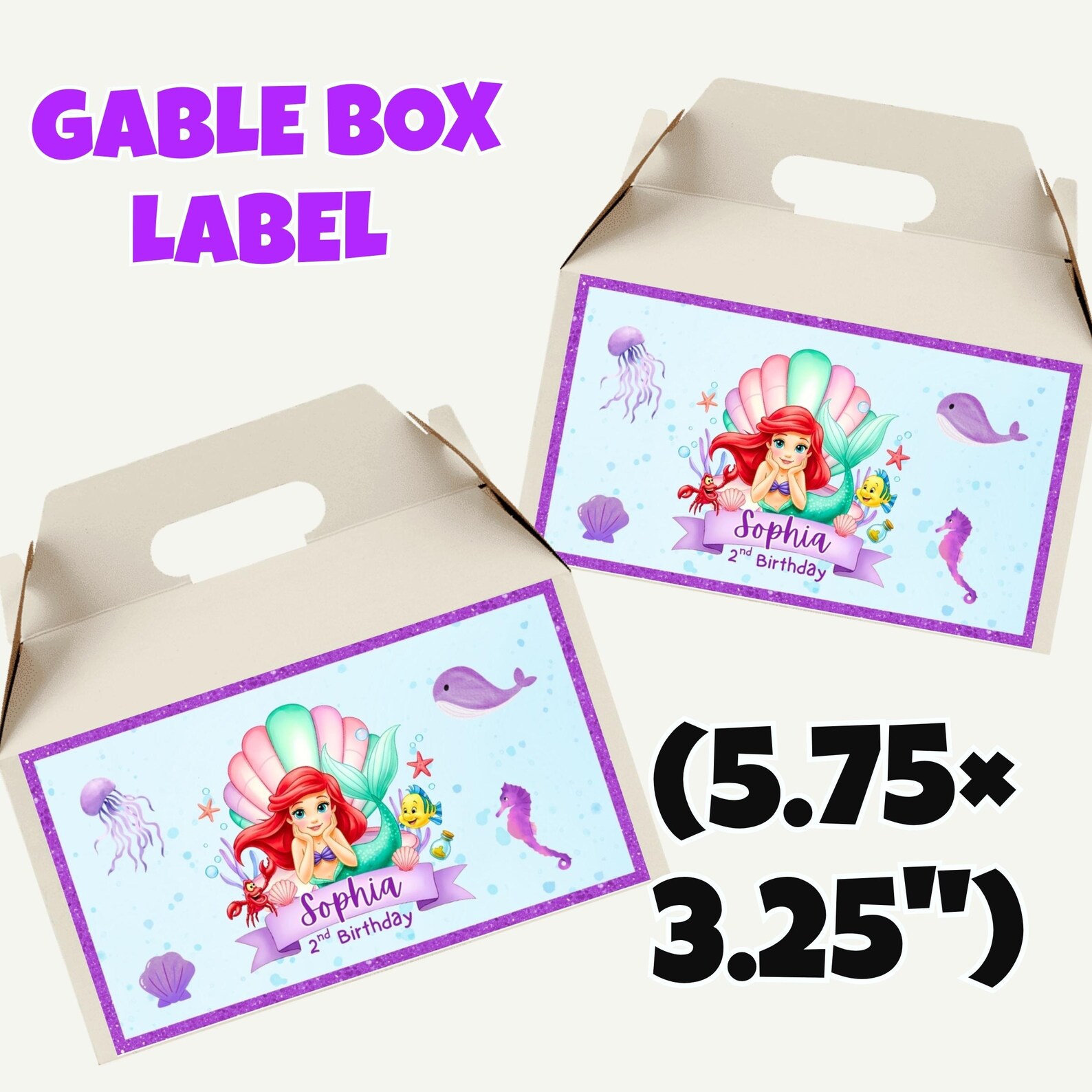 Ariel Birthday Party Favors, Little Mermaid Birthday Labels, Editable ...