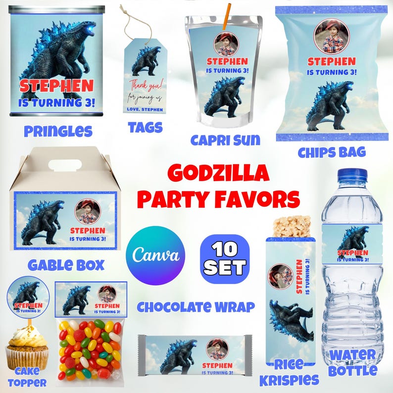Godzilla Birthday Party Favors, Godzilla Decorations, Godzilla Party ...