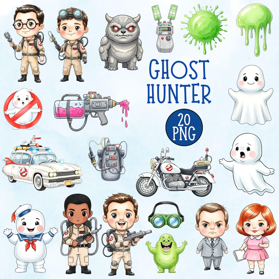 Ghostbusters Cute Watercolor Clipart PNG, Slimer Ghost PNG, Little ...
