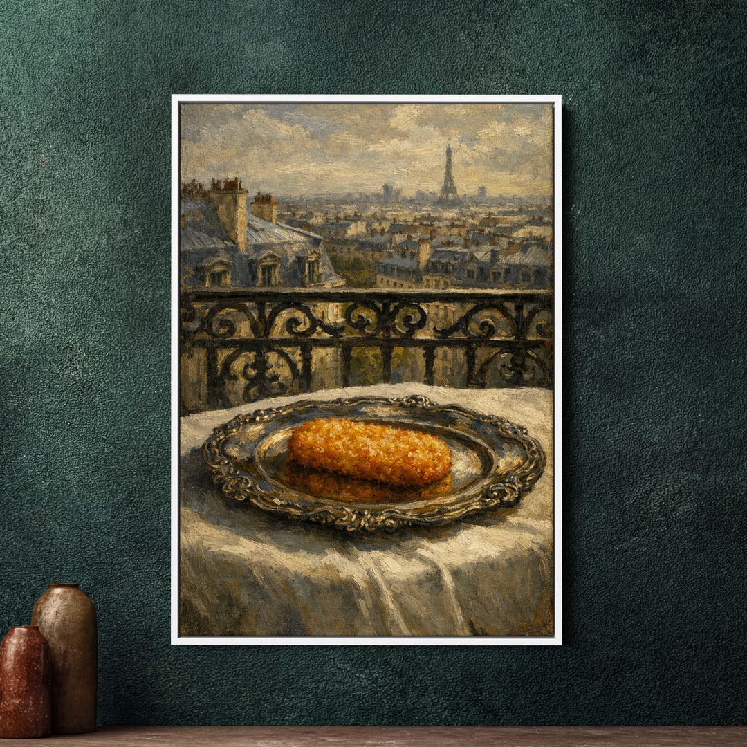 Parisian Hash Brown Oil Painting on Framed Canvas, Luxury Food Wall Art ...