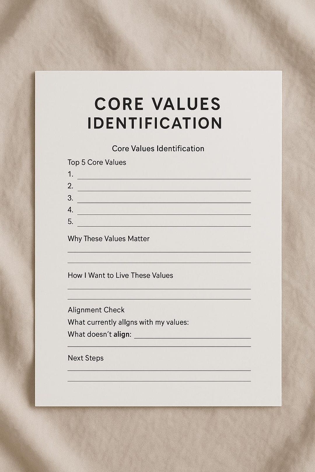 Core Values Identification Worksheet | Life Coaching Printable ...