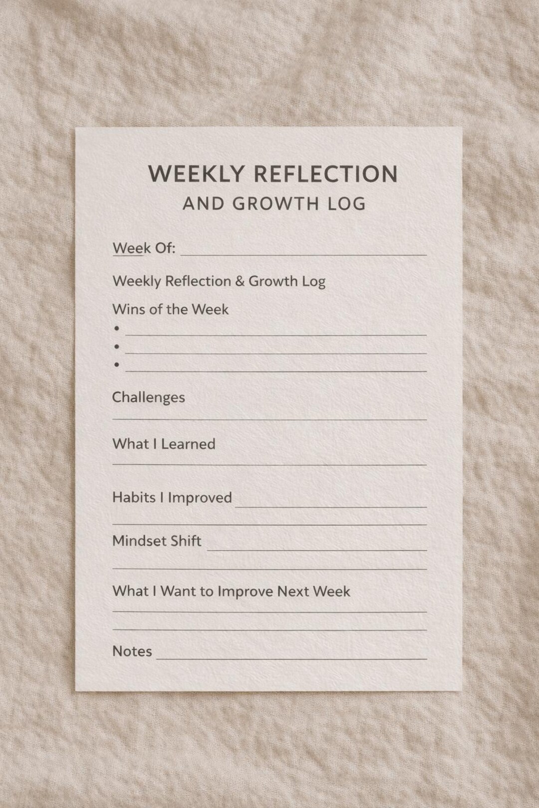 Weekly Reflection Growth Printable | Personal Development Journal ...
