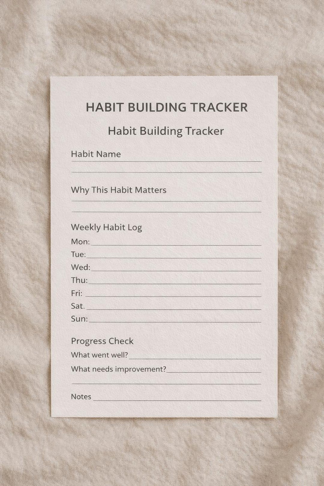 Habit Building Tracker | Minimal Printable Habit Tracker | Productivity ...