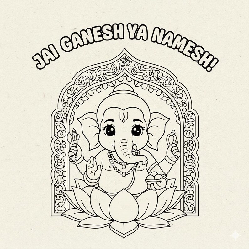 Printable Ganesh Coloring Page for Kids, Instant Digital Download ...