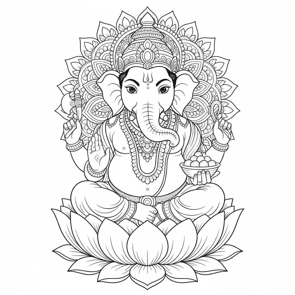 Ganesh Coloring Page – Printable Lord Ganesha Line Art for Kids ...