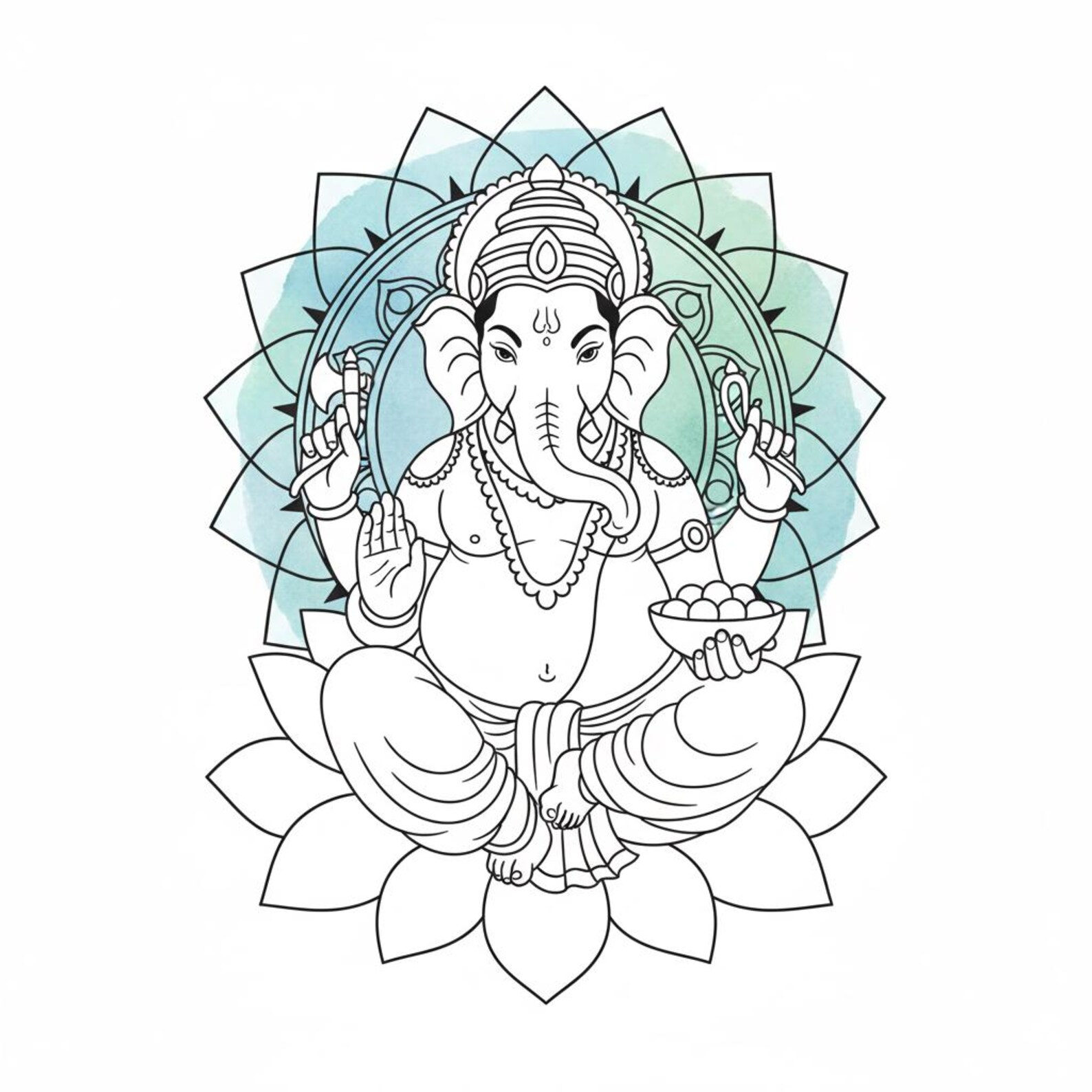 Ganesh Coloring Page – Printable Lord Ganesha Line Art for Kids ...