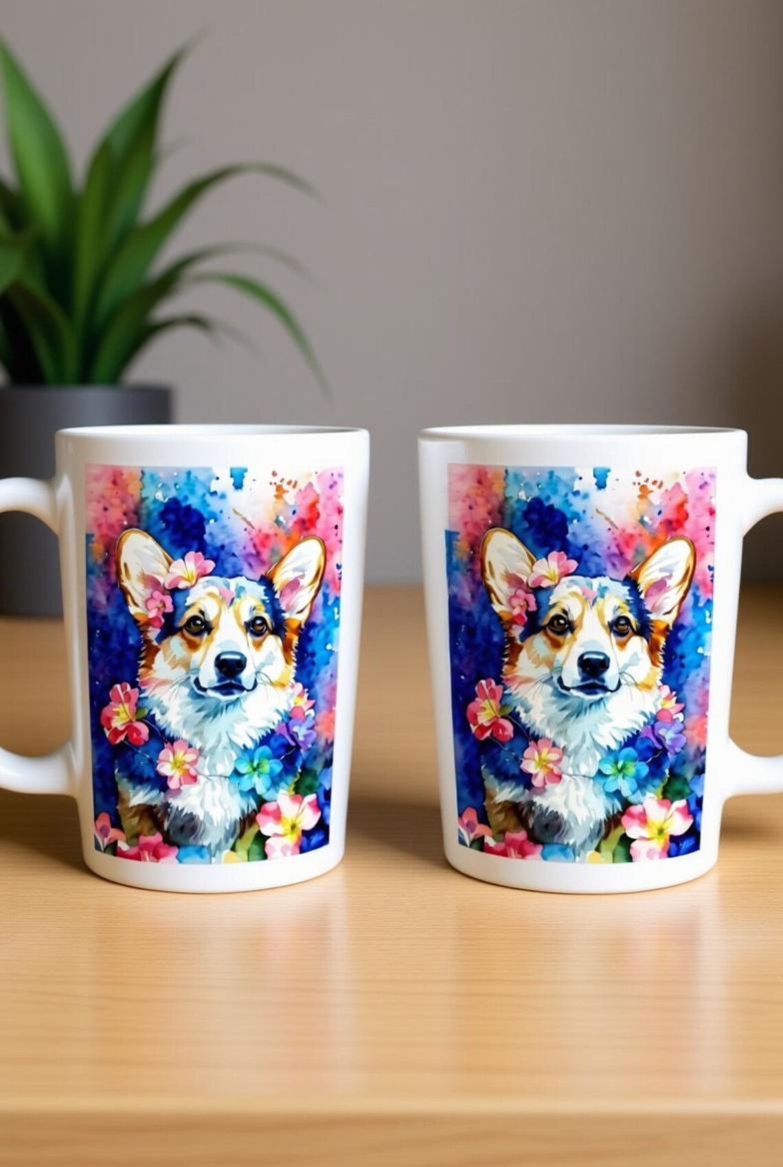 Floral Corgi Dreams Watercolor Dog Art Print - Etsy