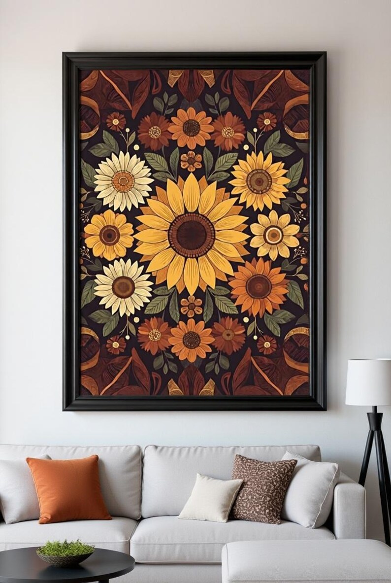 Autumn Radiance – Rustic Sunflower Floral Art Print - Etsy
