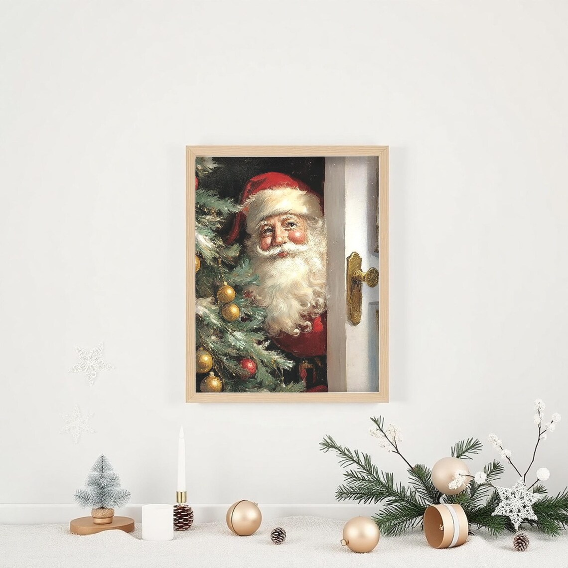 Vintage Santa Claus Christmas Art Print | Retro Holiday Wall Decor ...