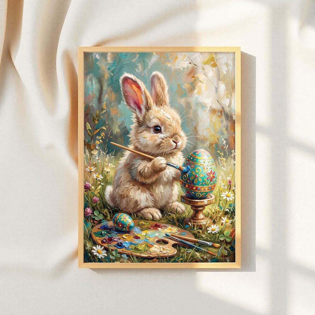 Easter Bunny Wall Art Printable, Spring Nursery Decor Digital Download ...