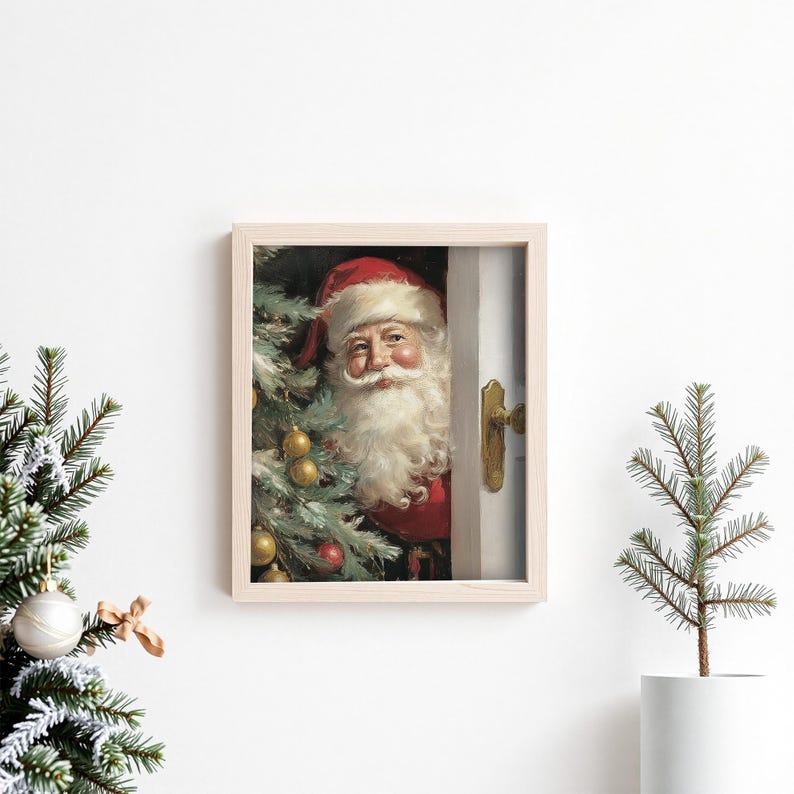 Vintage Santa Claus Christmas Art Print | Retro Holiday Wall Decor ...
