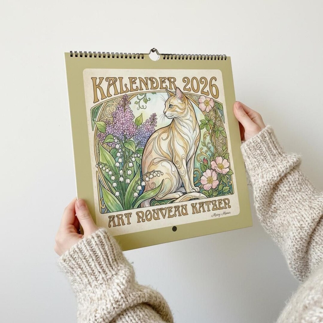 Art Nouveau Cat Calendar 2026 *german* – Ring-bound Wall Calendar With ...