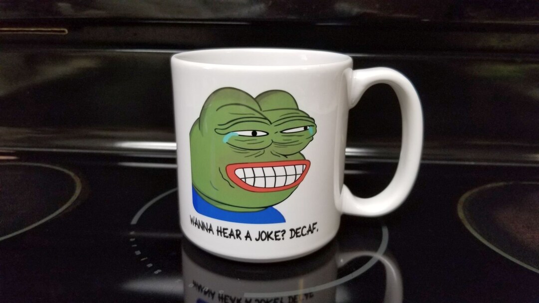 Big FROG Pogger Twitch Emote Emoticon Coffee Mugs With Funny Sayings ...