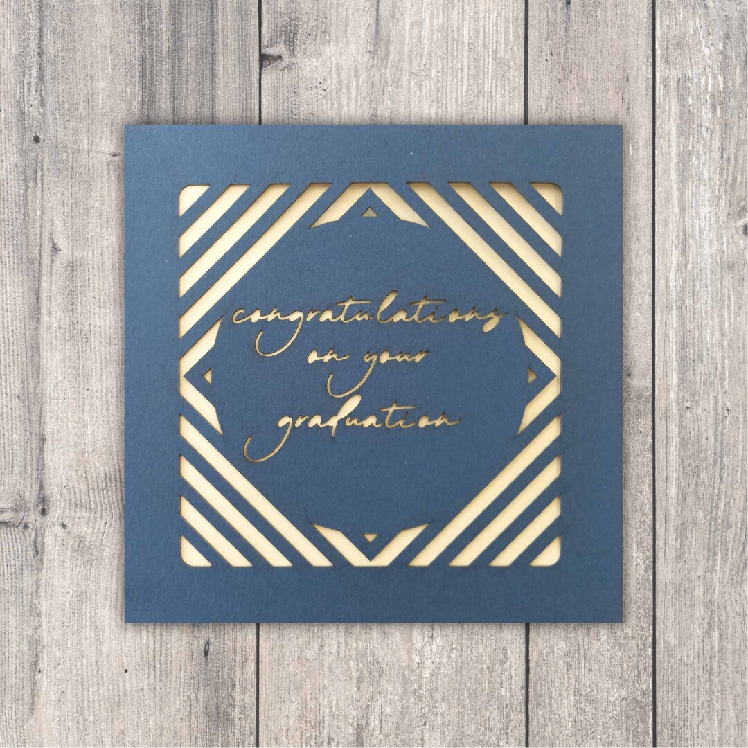 Laser Cut Graduation Card: Navy Stripe, Handmade Papercut Card - Etsy