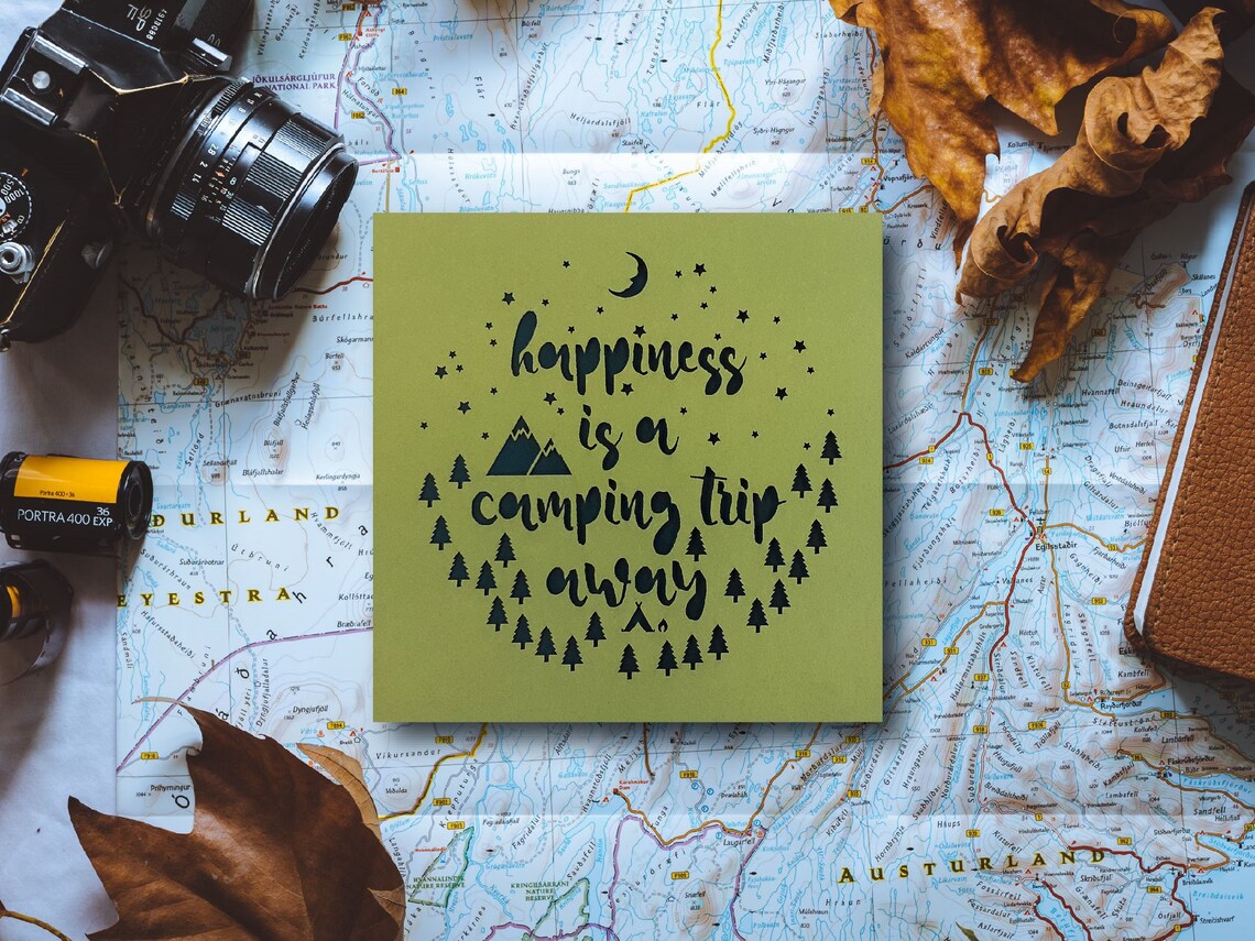 Camping Card camping trip card greeting card lasercut | Etsy
