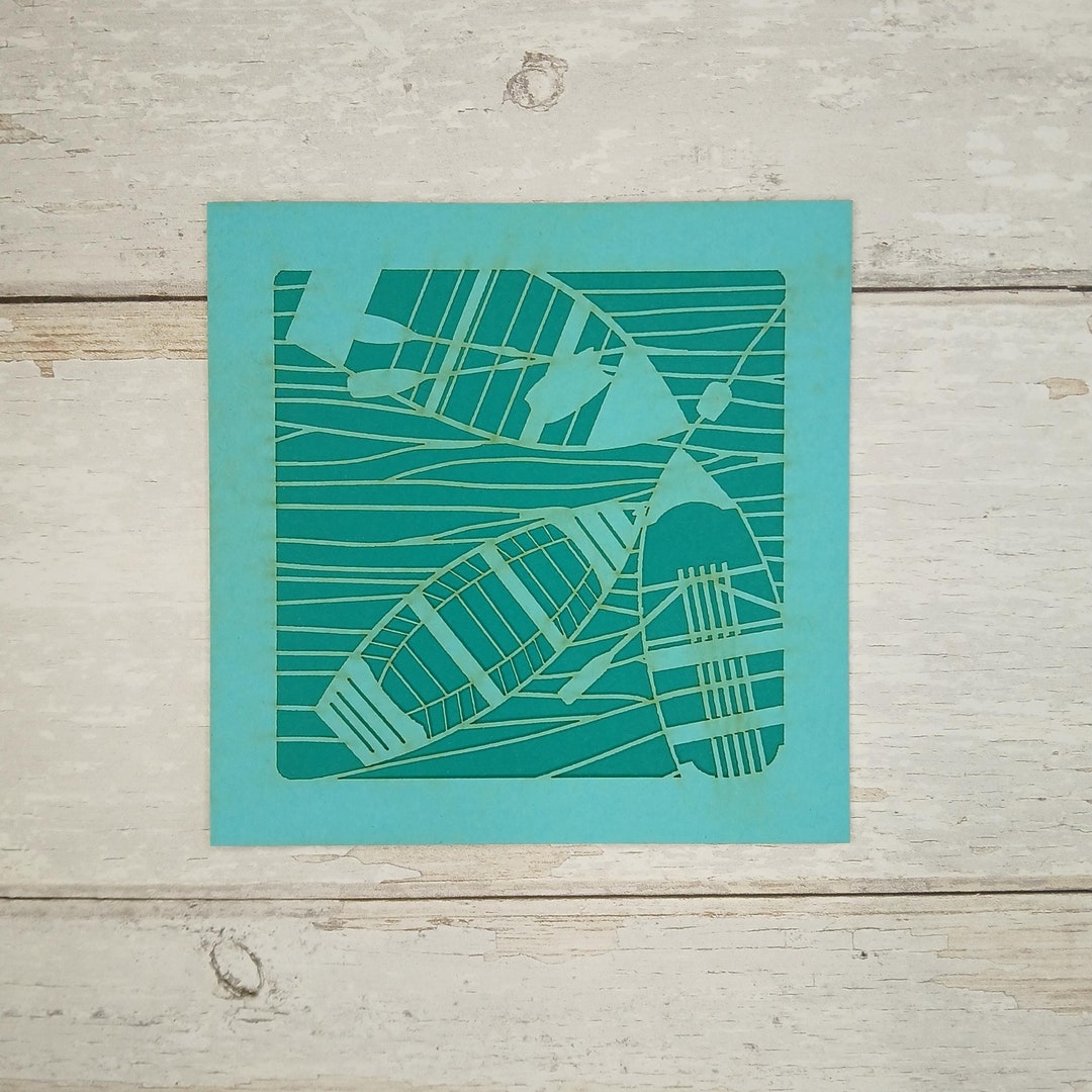 Rowing Boats Greeting Card // Fishing Boats, Coastal Card, Papercut ...