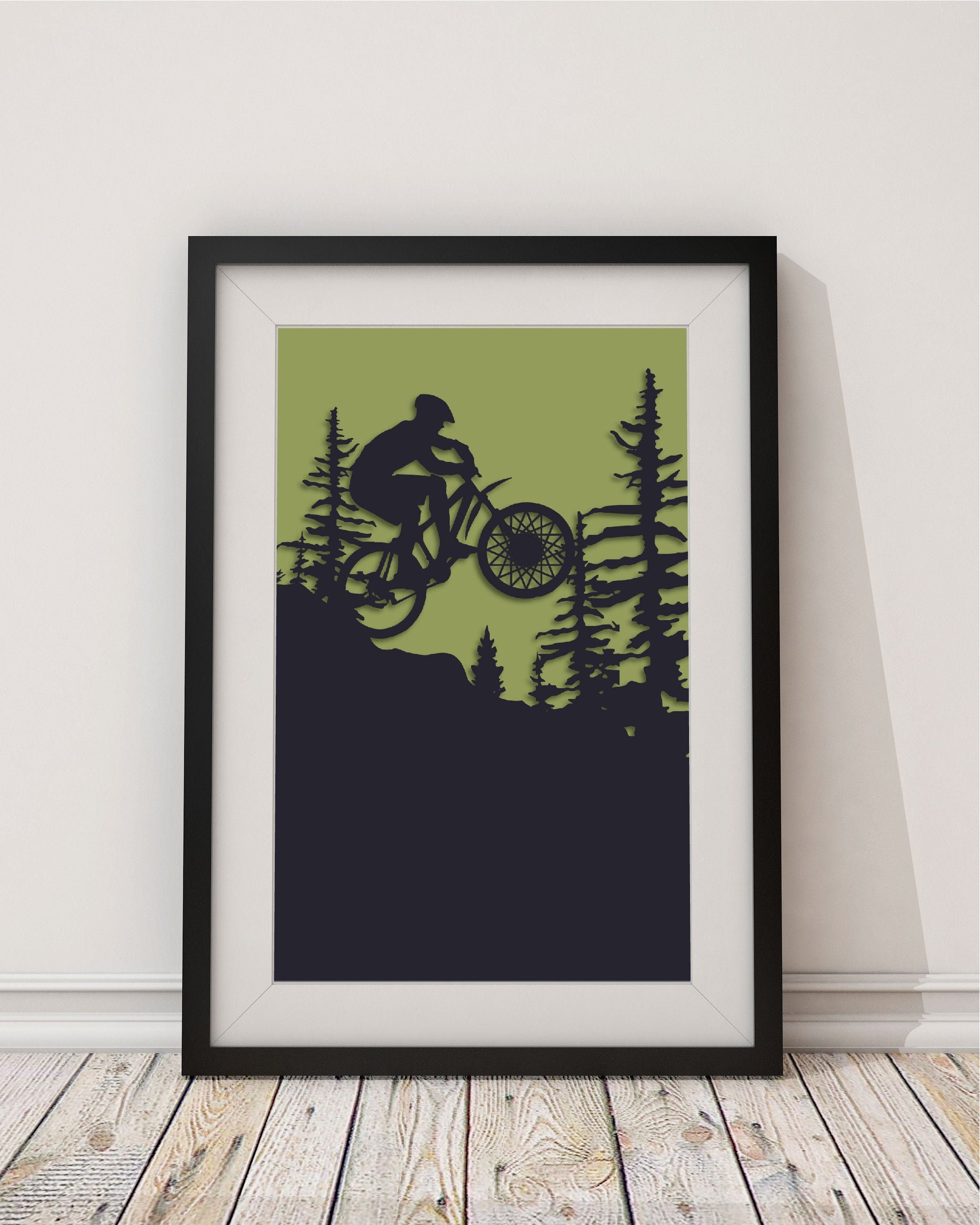 A4 Mountain Biker Laser Cut Print // Mtb Print Bike Print - Etsy UK