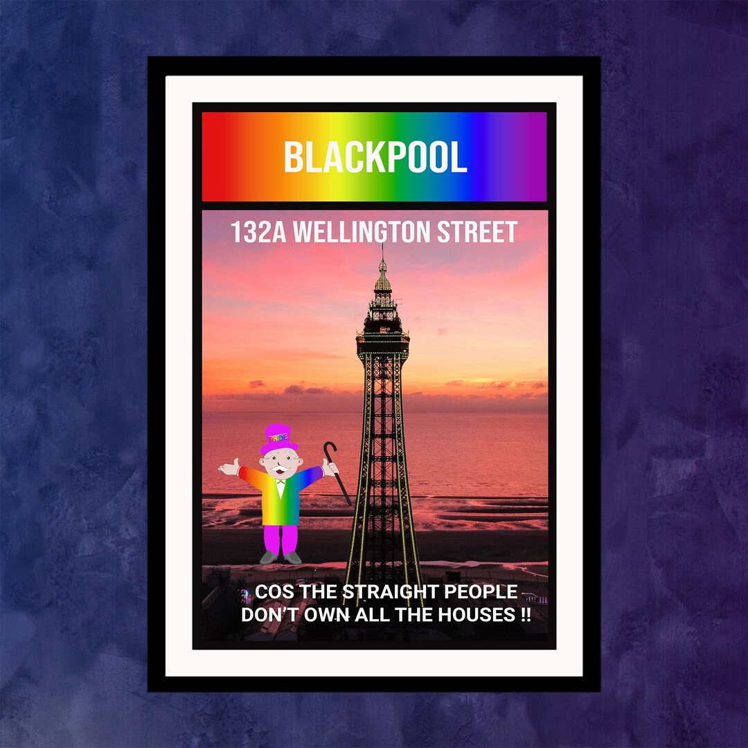 Blackpool Personalised Monopoly Style LGBQT + Wall Art - Customised and ...