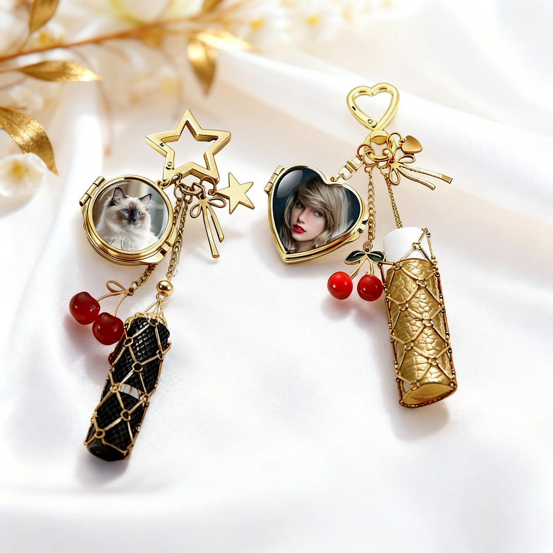 Gold Plated Unique Custom Engraved Keychain With Mirror Star & Heart ...