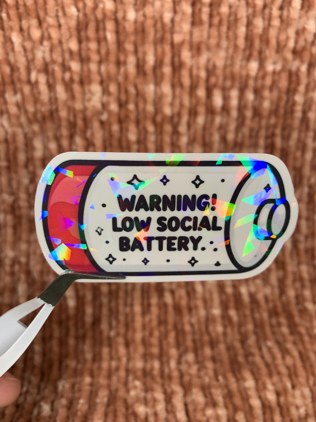 Warning Low Social Battery Sticker - Etsy
