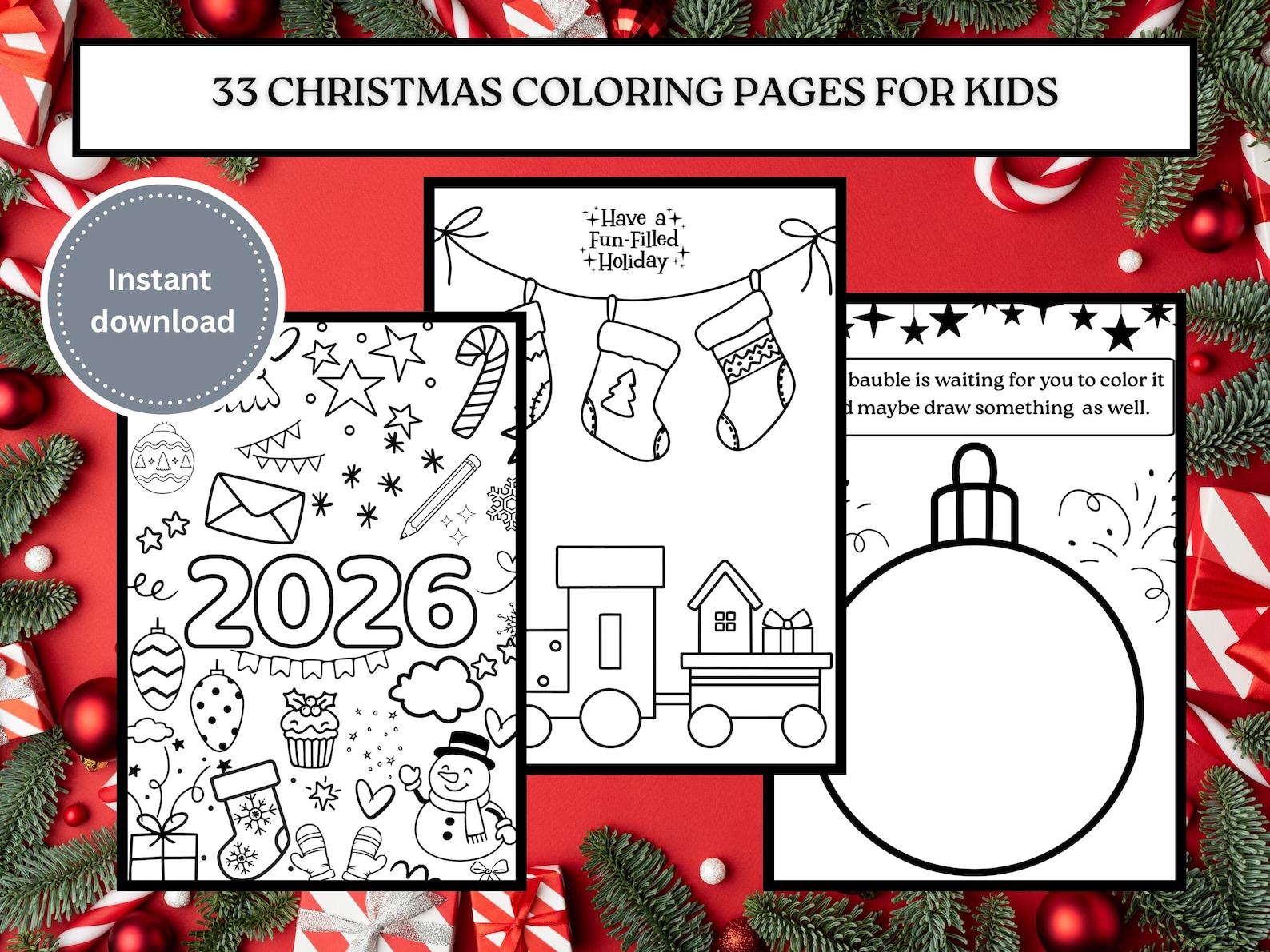 33 Christmas Coloring Pages | Printable Holiday Fun | Easy Activity for ...