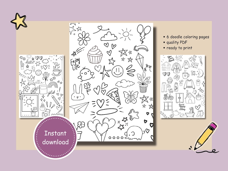 Printable Doodle Coloring Pages | Coloring Fun for Adults and Kids ...