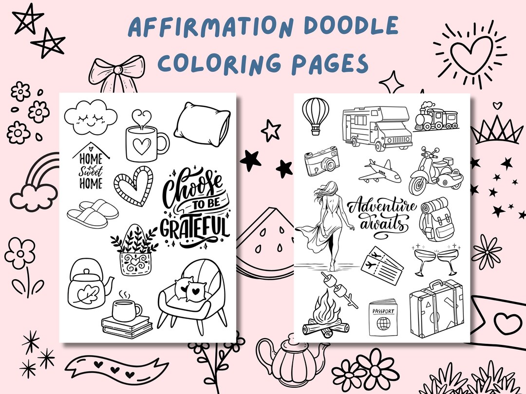 Inspirational Affirmation Doodle Coloring Book, Cozy Adult Coloring ...