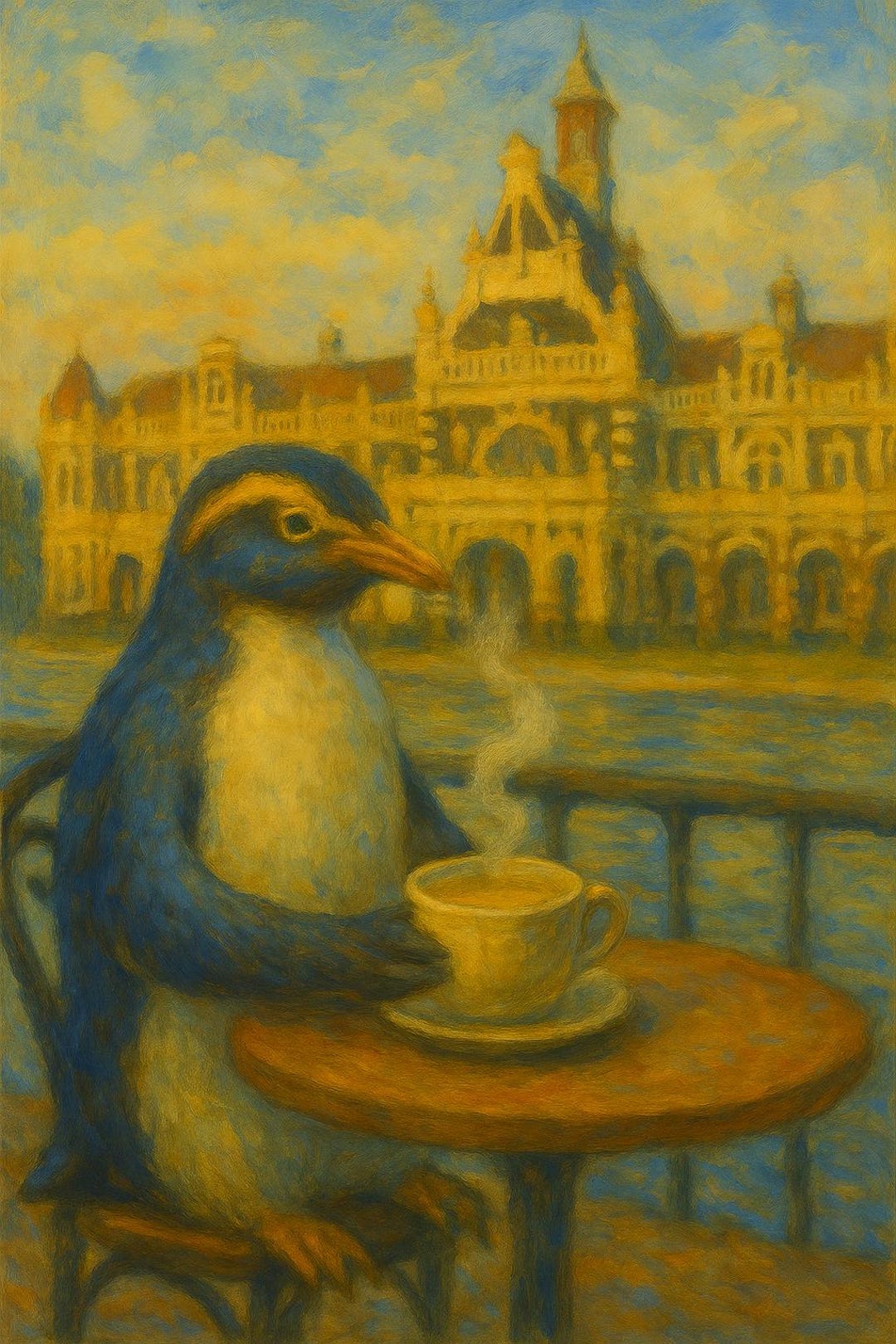 Dunedin Penguin – Impressionist Railway Station Scene Lemon Honey ...