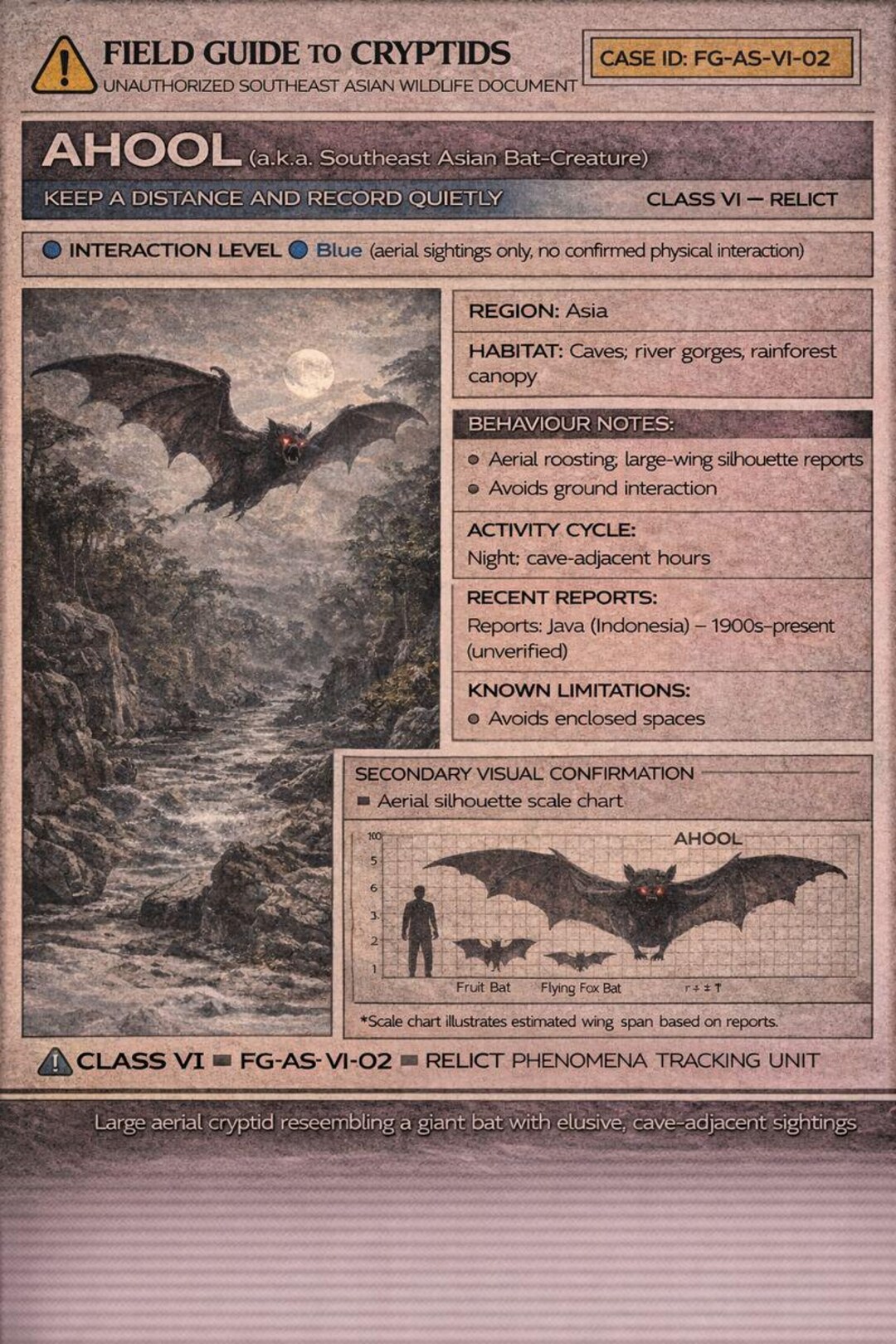 Ahool Cryptid Field Guide Poster Giant Bat Indonesian Jungle ...